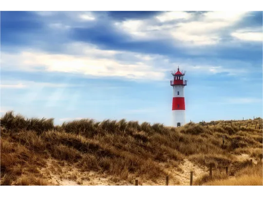 Landschaftsbild Leuchtturm List Ost auf Sylt als Wandbild Grösse (4:3 ...