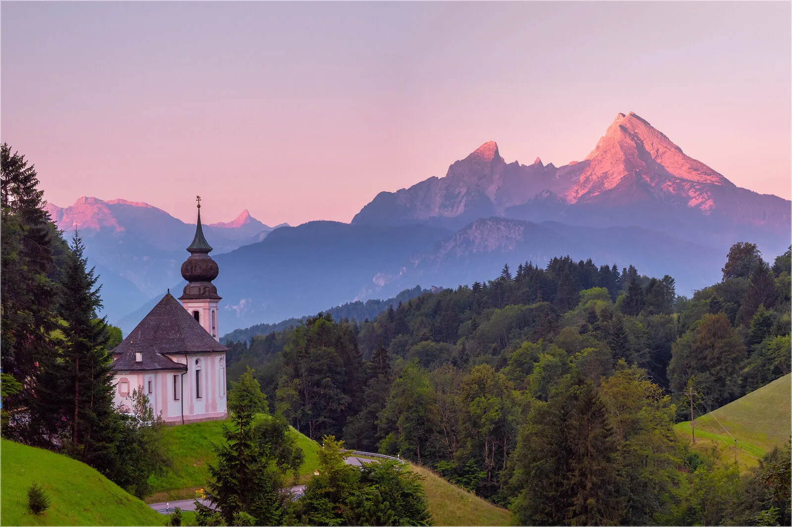 Landschaftsbild Maria Gern Kirche mit Watzmann als Wandbild Grösse (4:3 ...